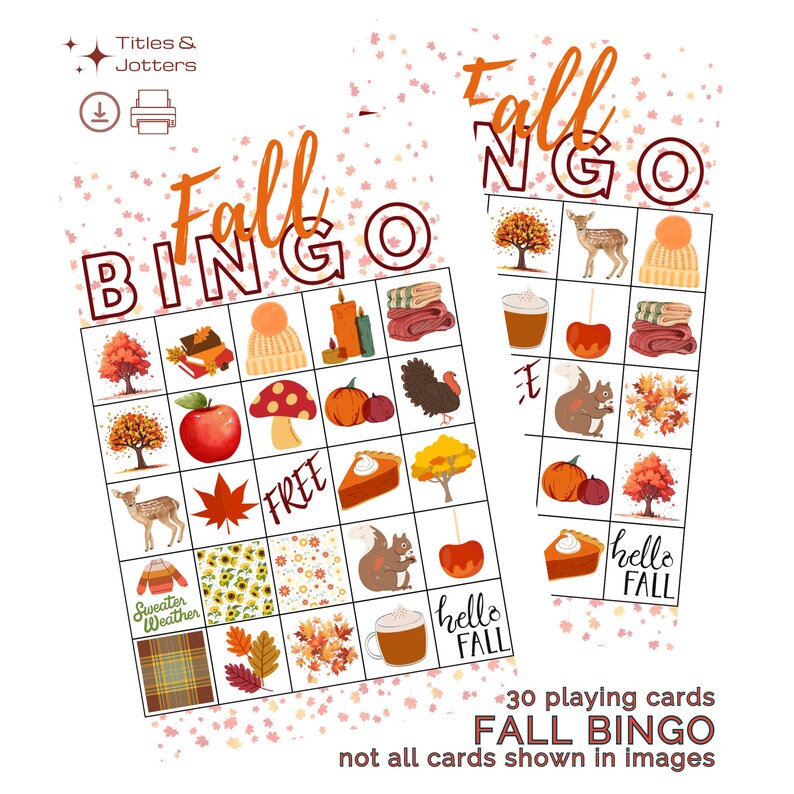 Printable Bingo for Fall Printable Game for Kids Fall Party - Etsy
