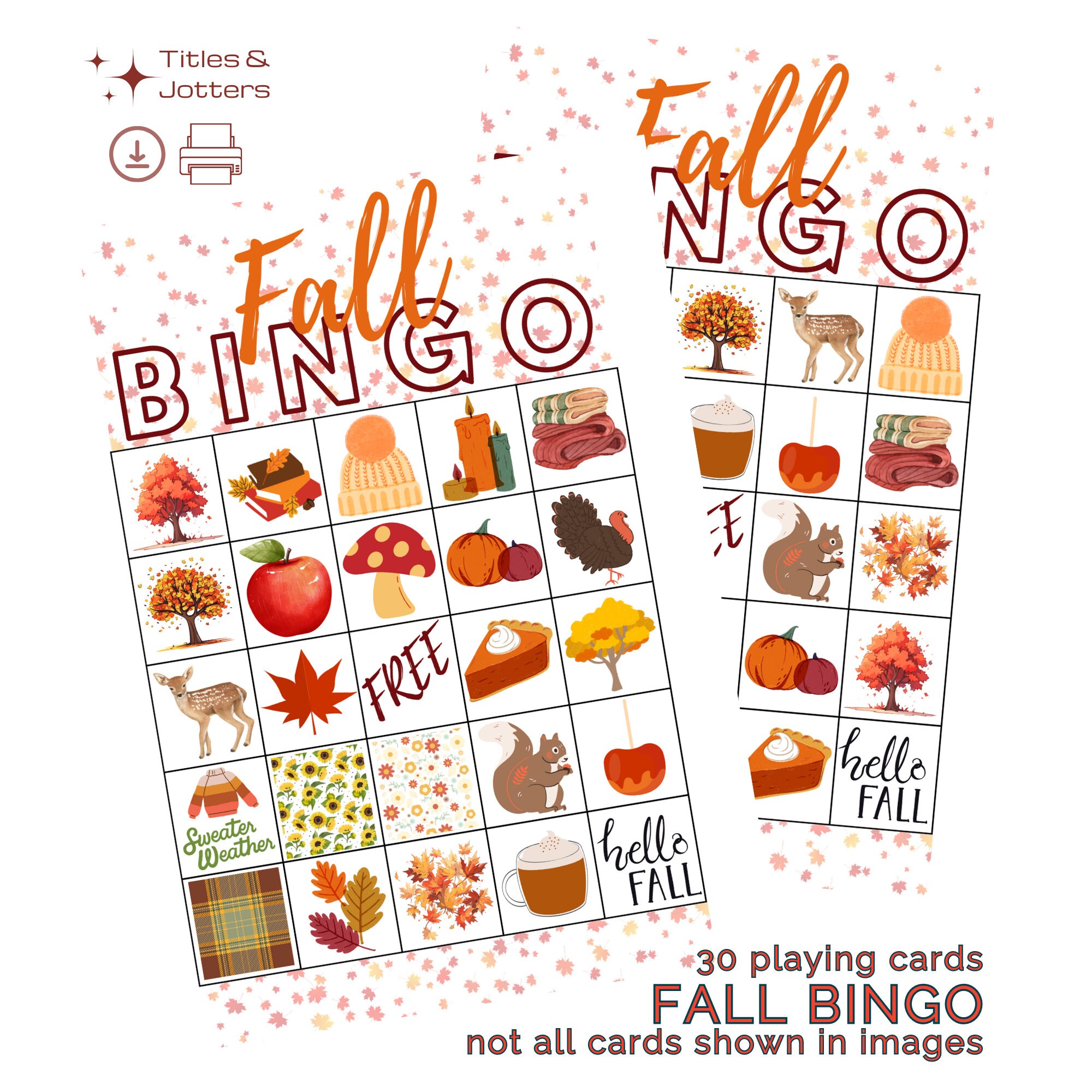 Printable Bingo for Fall, Printable Game for Kids, Fall Party Games ...