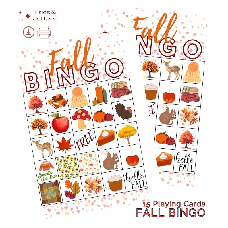 Printable Fall Bingo, Game for Kids, Fall Party Games, Fall Printable ...