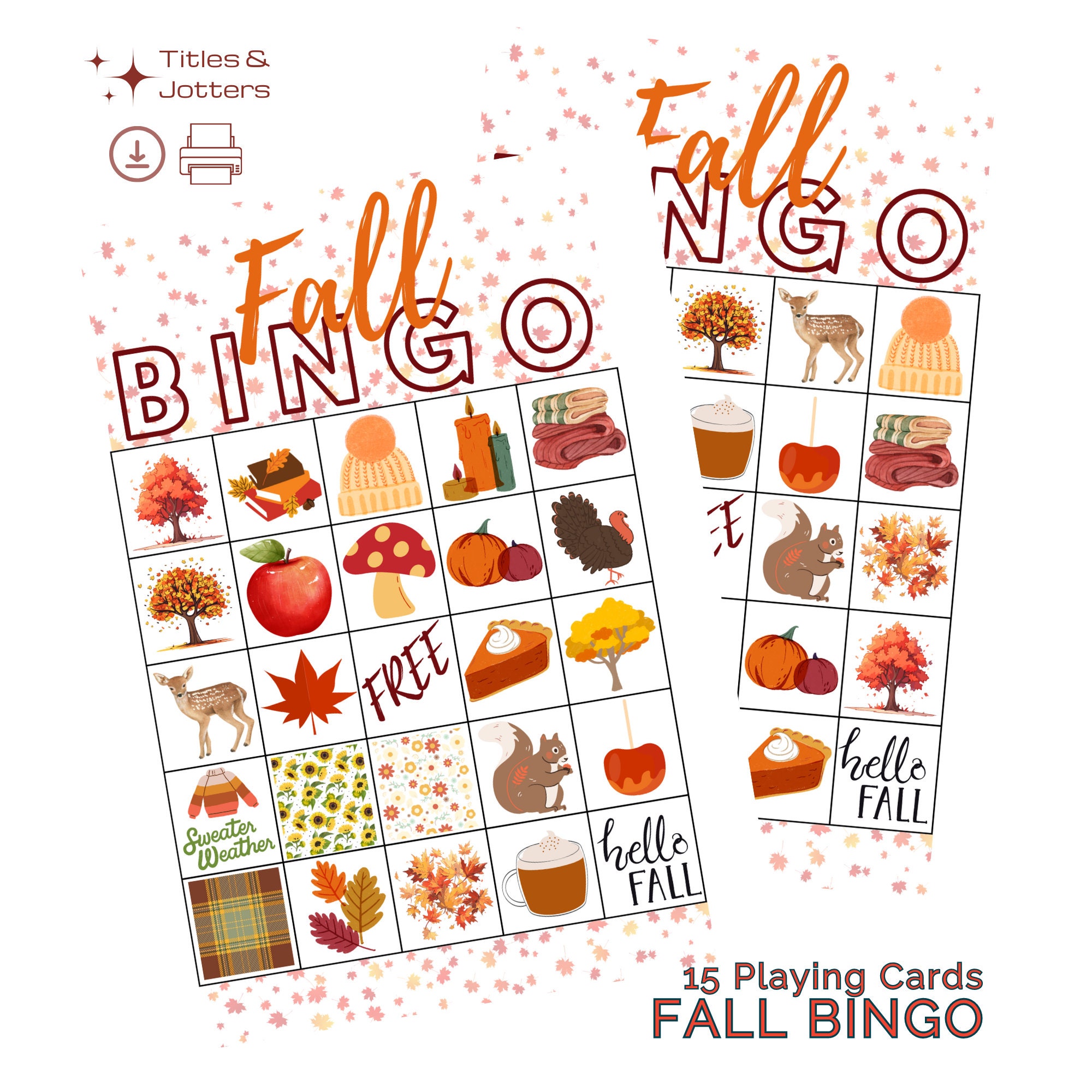 Printable Fall Bingo, Game for Kids, Fall Party Games, Fall Printable ...