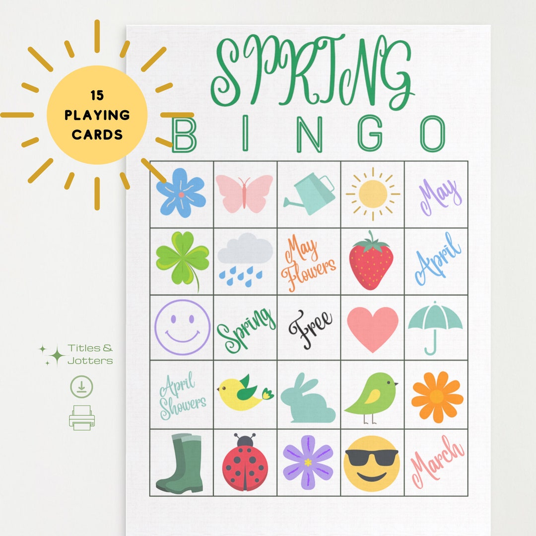 Printable Spring Bingo Cards, Printable Game for Kids, Family Game ...