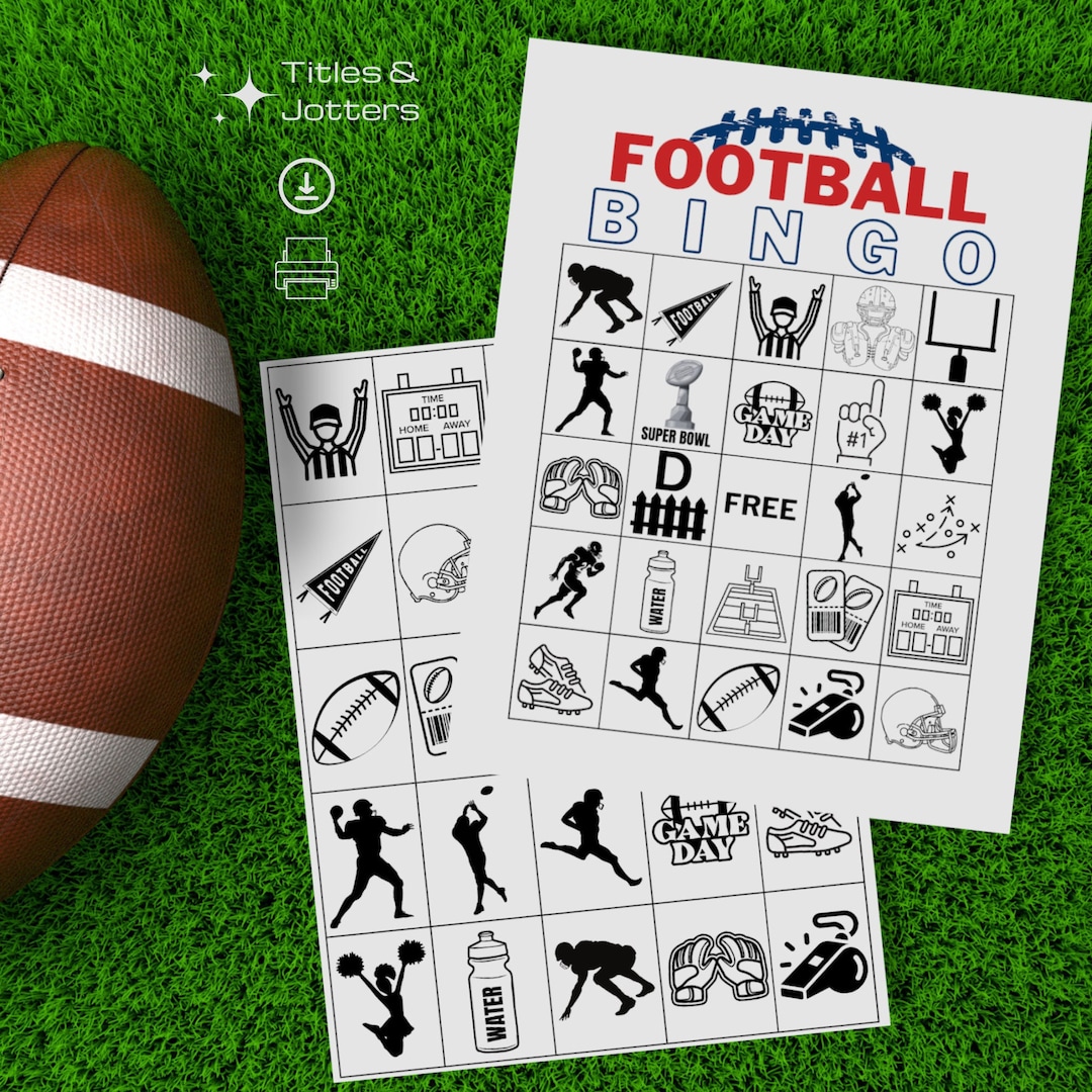 Printable Football Bingo, Printable Party Game, 20 Player Game ...