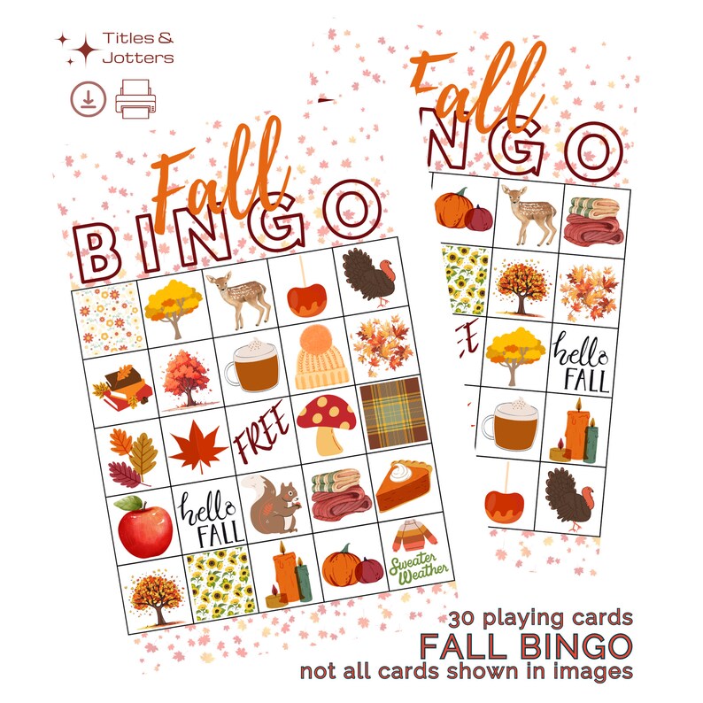 Printable Bingo for Fall, Printable Game for Kids, Fall Party Games ...