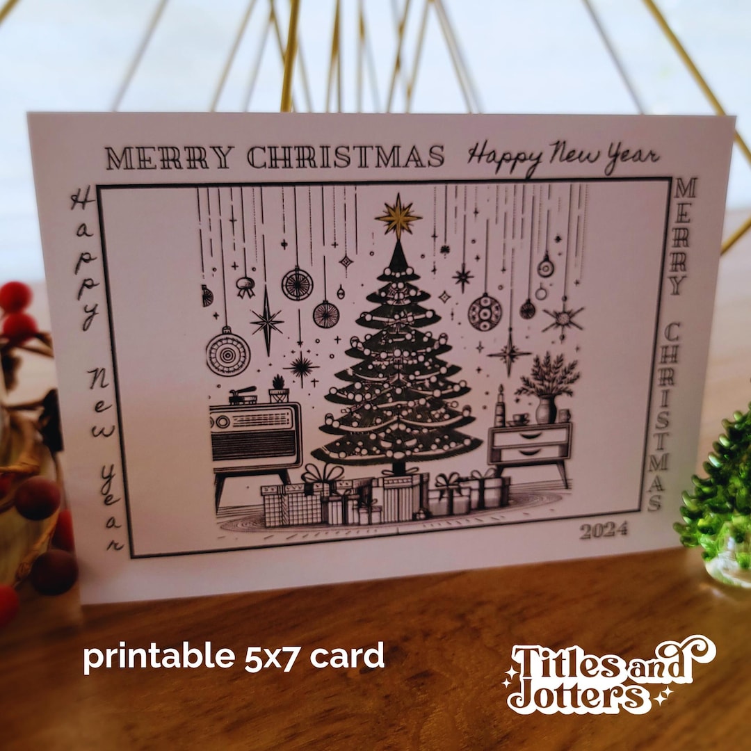 Printable Christmas Card, 2024 Holiday Card, Merry Christmas and Happy ...