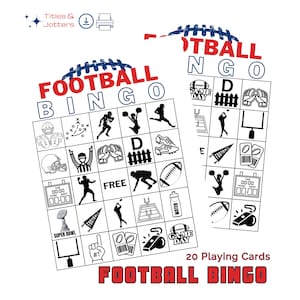 Printable Football Bingo, Printable Party Game, 20 Player Game ...