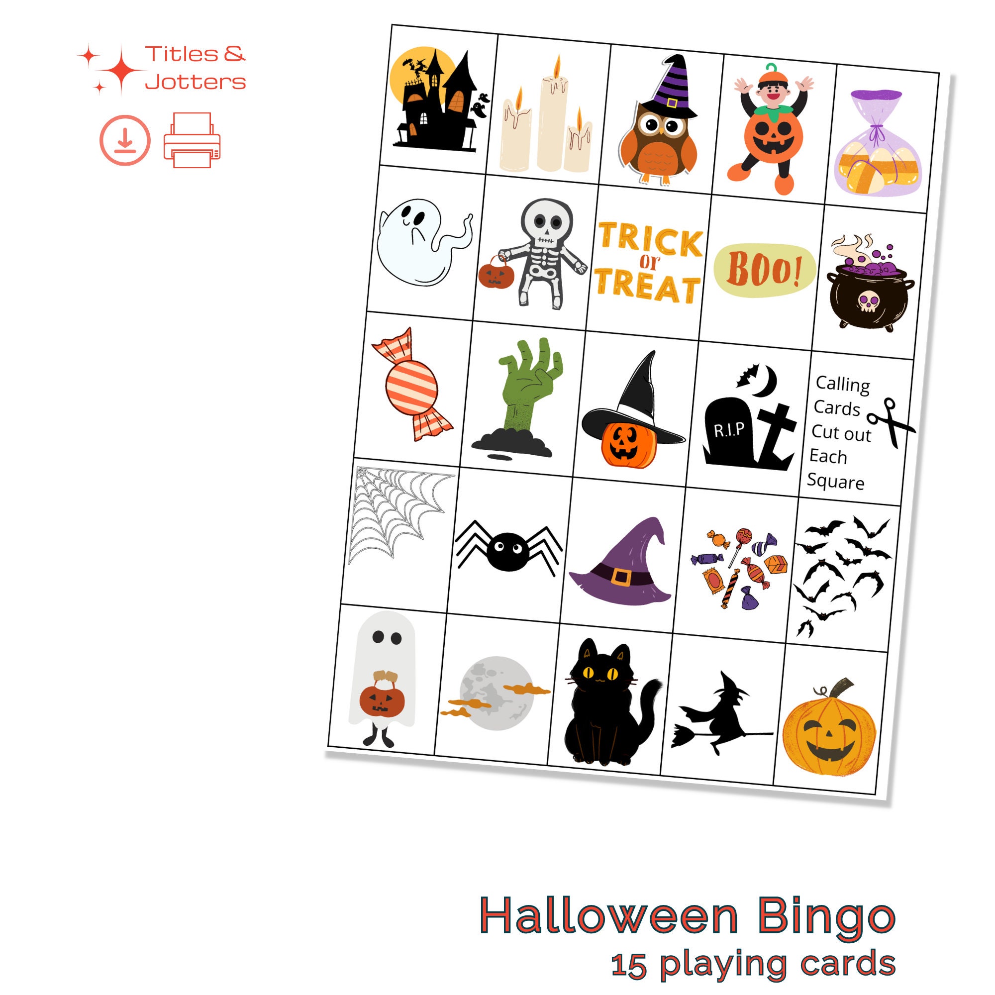 Halloween Bingo Game: 15 Printable Party Boards (digital Download) - Etsy