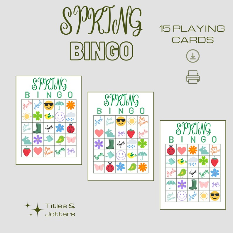 Printable Spring Bingo Cards, Printable Game for Kids, Family Game ...