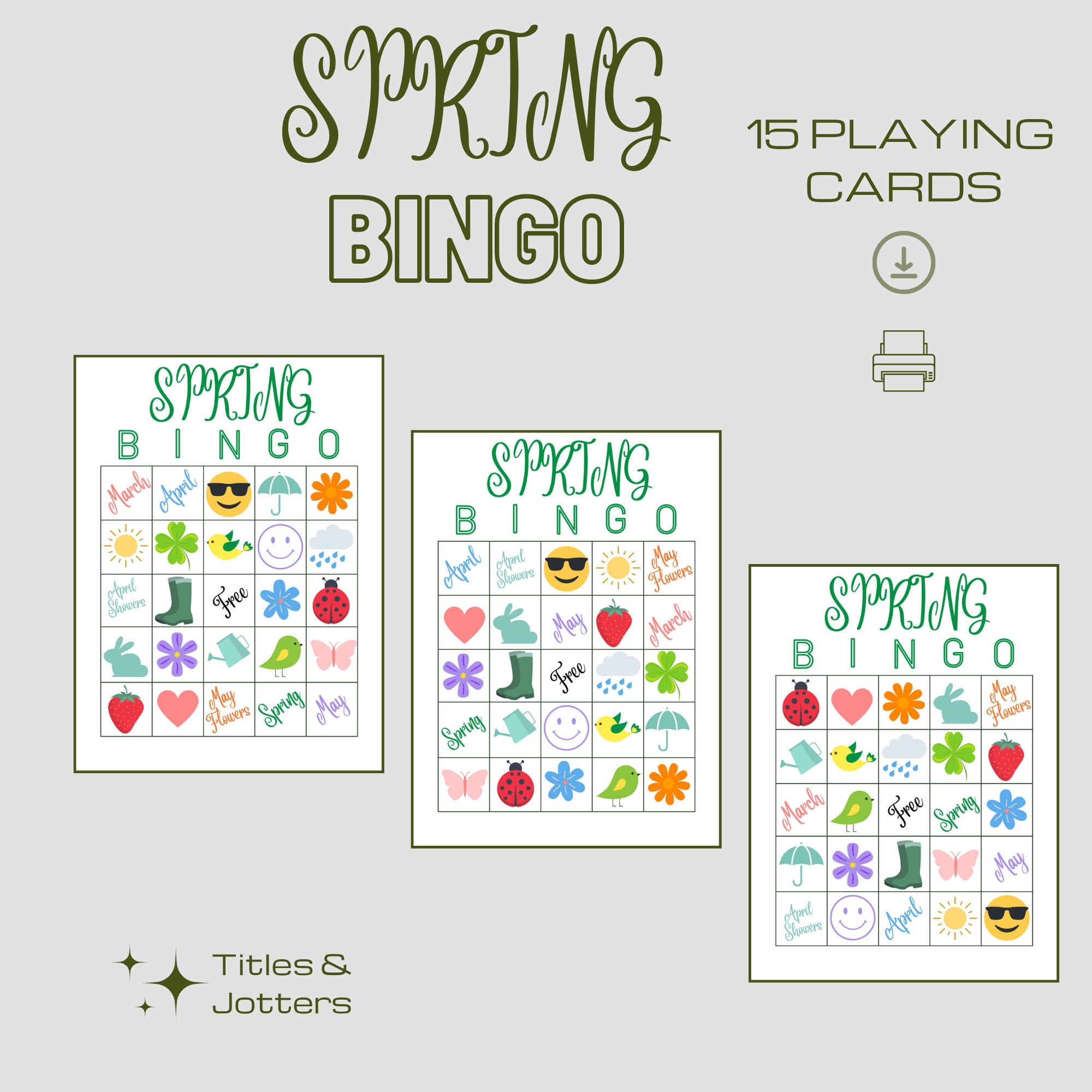 Printable Spring Bingo Cards, Printable Game for Kids, Family Game ...