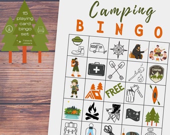 Camping Bingo for Kids, 20 Printable Bingo Boards, Camping Games ...