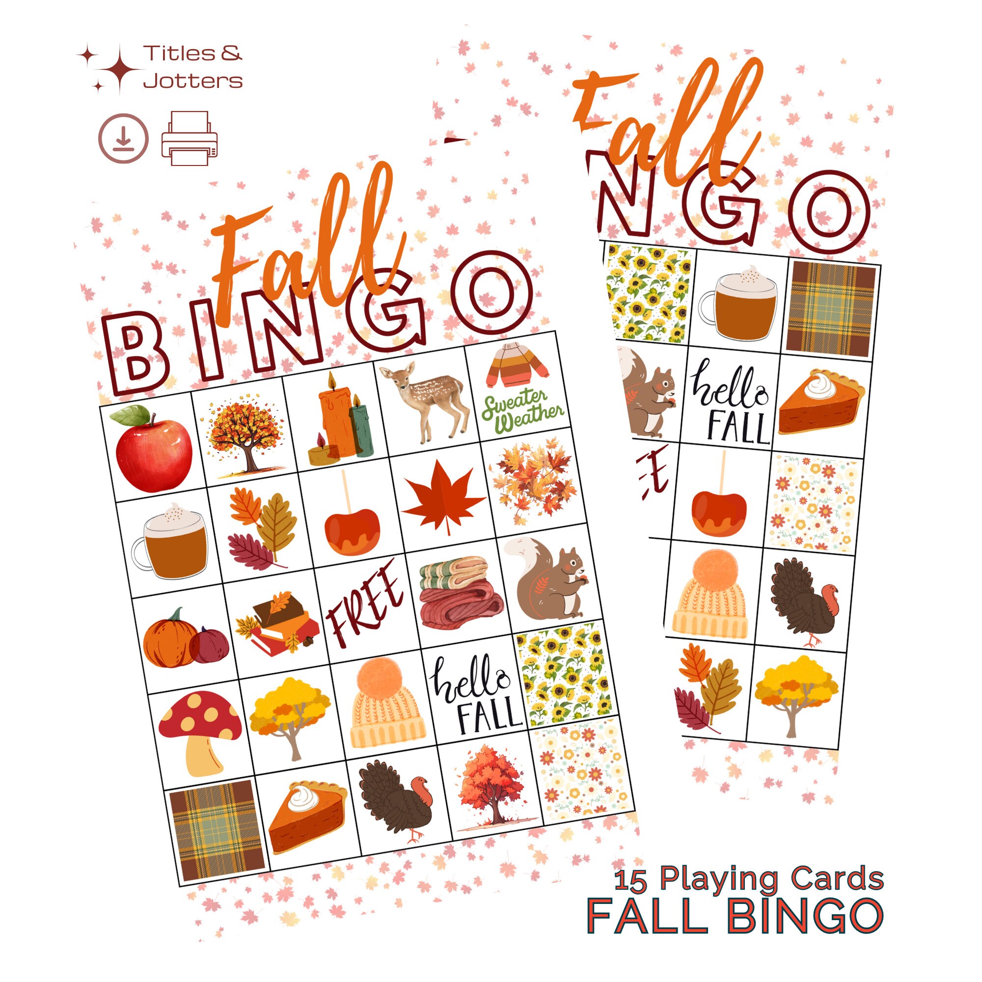 Printable Fall Bingo, Game for Kids, Fall Party Games, Fall Printable ...