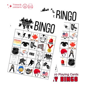 Printable Hockey Bingo, Hockey Bingo for Team Parties, 20 Players ...