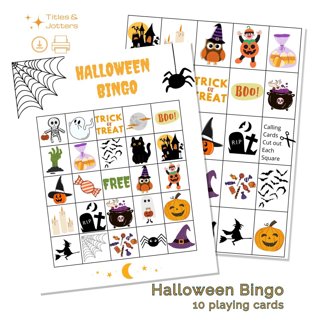 Printable Bingo, Halloween Bingo Game for Kids, Class Party Game ...