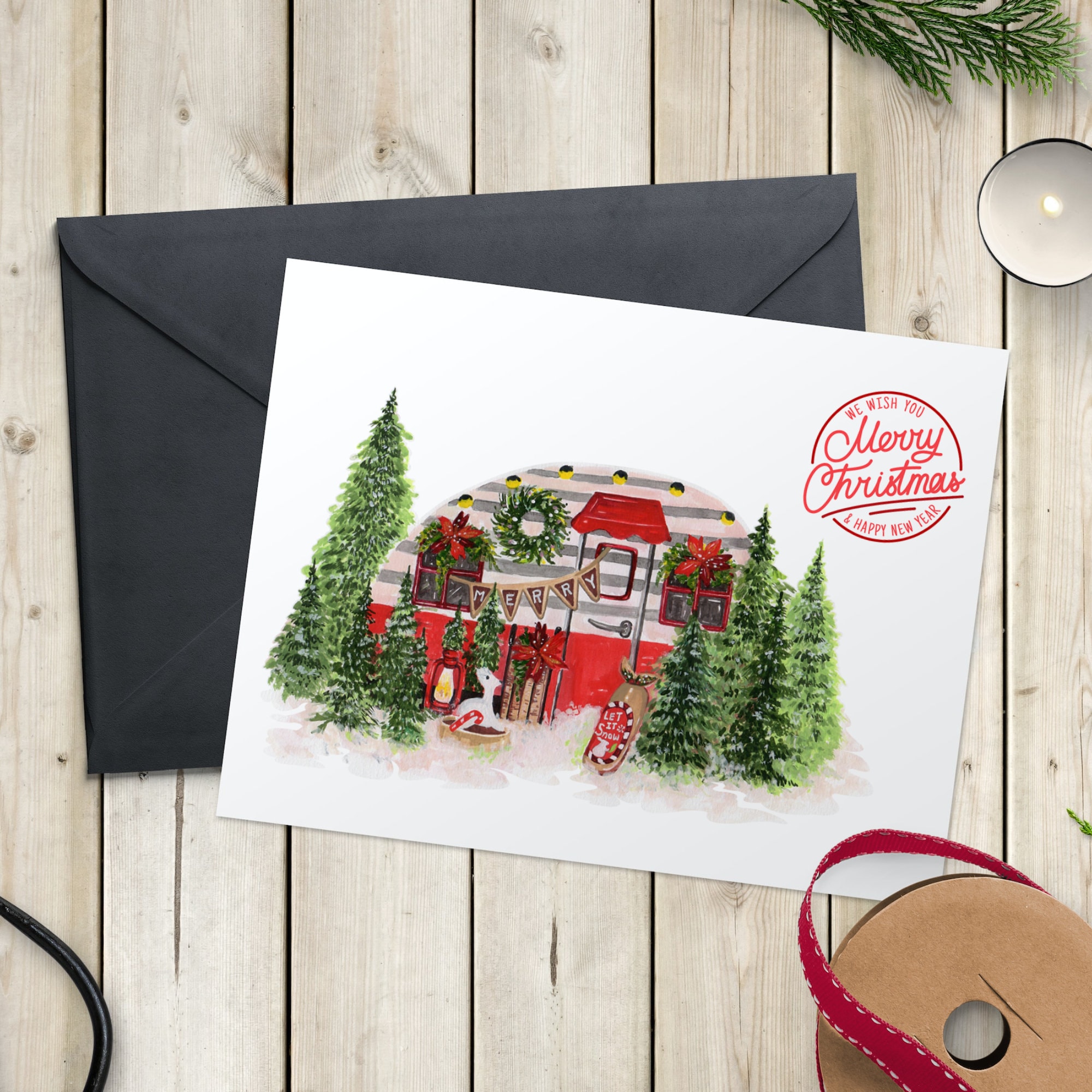Christmas Camper Card - Instant Download - Etsy