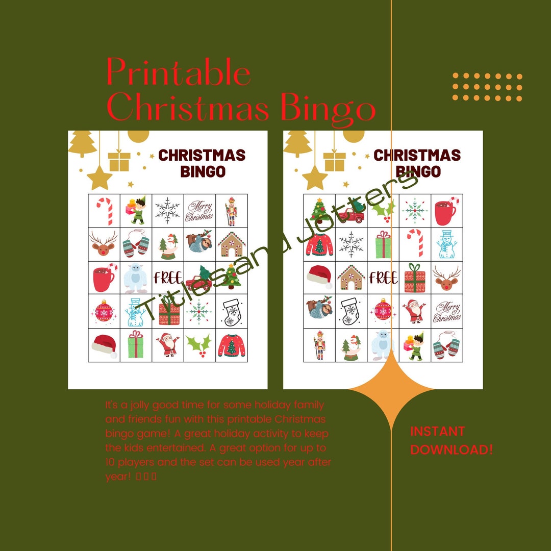 Printable Christmas Bingo Game: Family Holiday Fun (digital Download ...