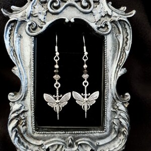 Small and Long Dead Head Moth Dangle Earrings Edgy and Eye-catching ...