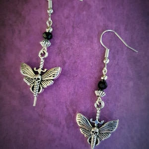Small and Long Dead Head Moth Dangle Earrings Edgy and Eye-catching ...