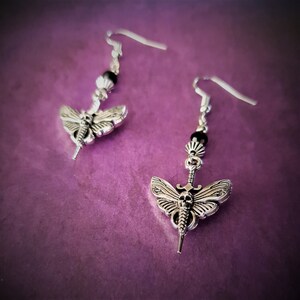 Small and Long Dead Head Moth Dangle Earrings Edgy and Eye-catching ...