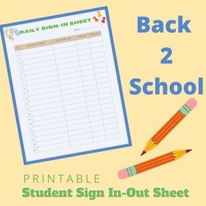 Printable Sign In-out Sheet for Teachers Classrooms - Etsy