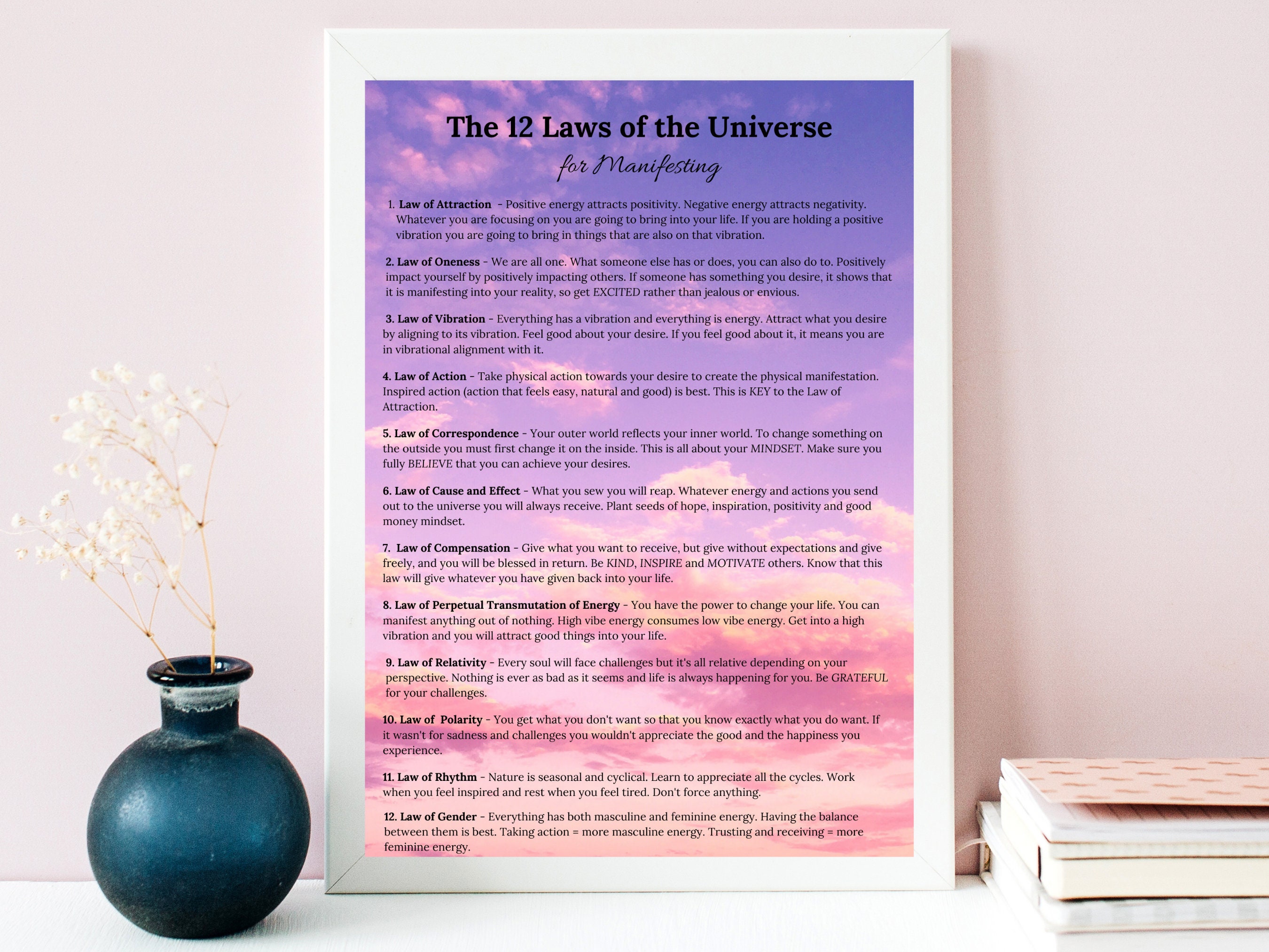 The 12 Laws of the Universe for Manifesting & Angel Numbers Cheat Sheet PDF Guide/printable ...