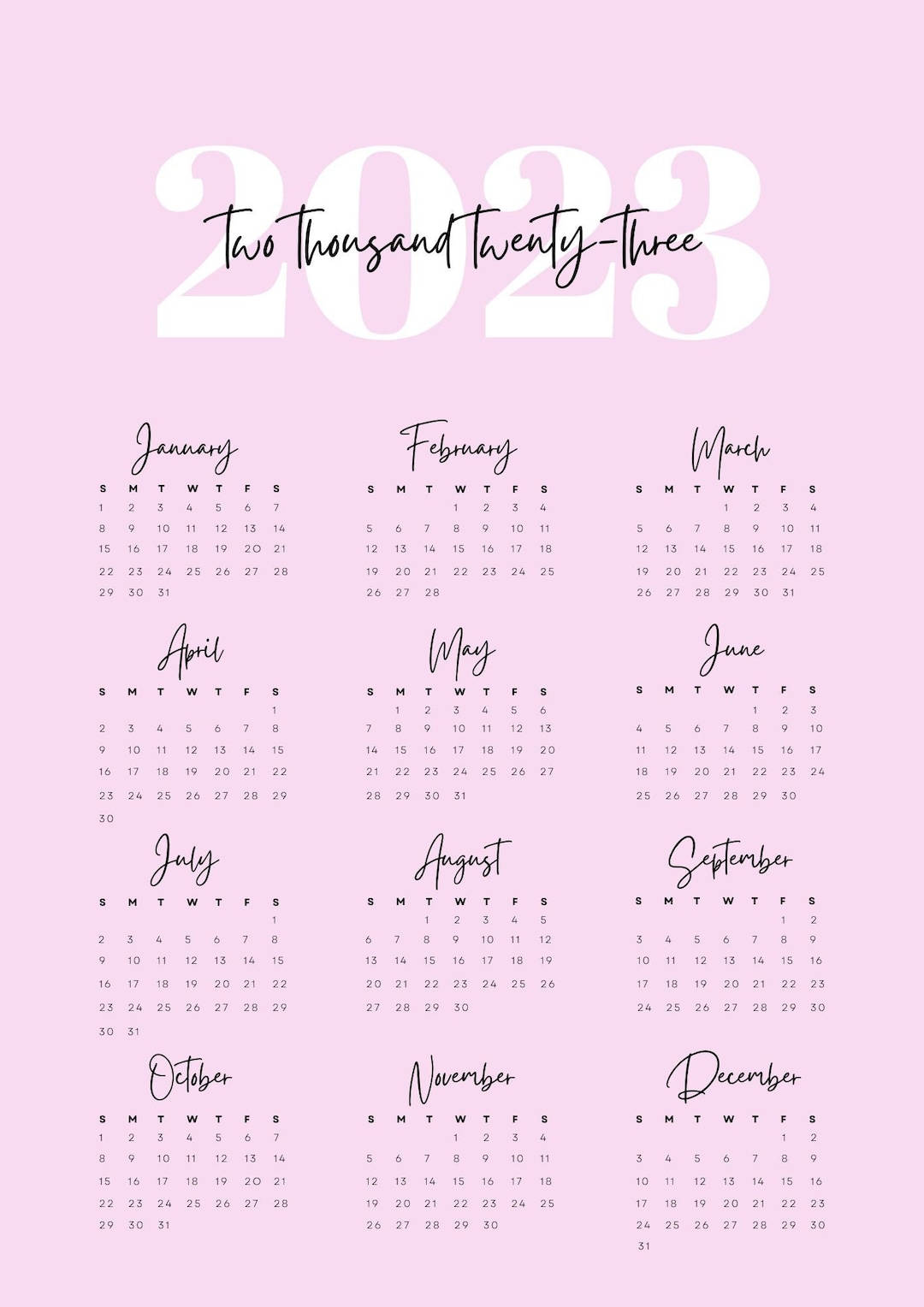 2023 Yearly and Monthly Planner - Etsy