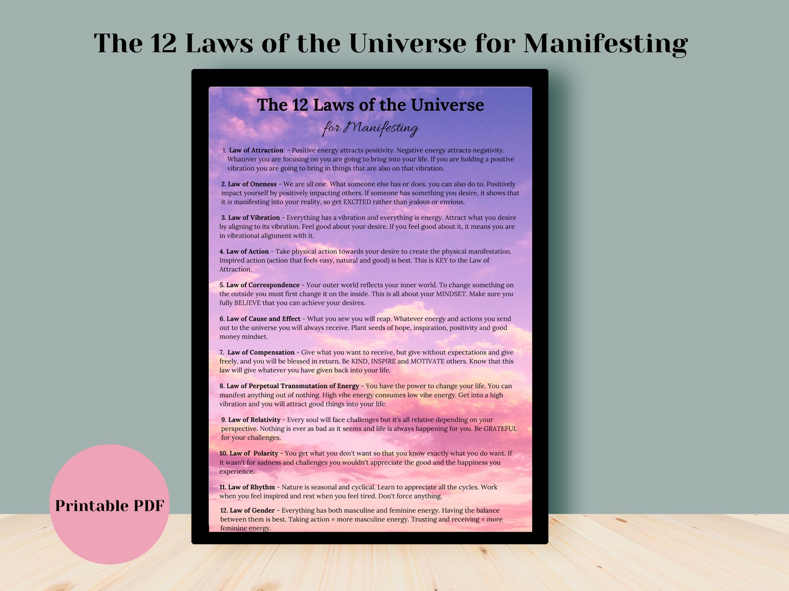 The 12 Laws of the Universe for Manifesting - PDF Guide/printable ...