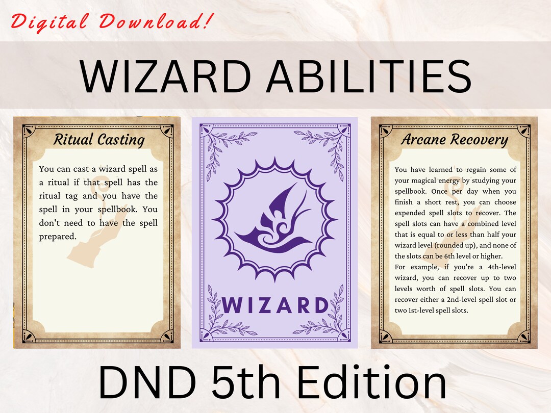 Wizard Ability Cards | Dnd Ability Cards | D&D Wizard | Dnd Spellbook ...