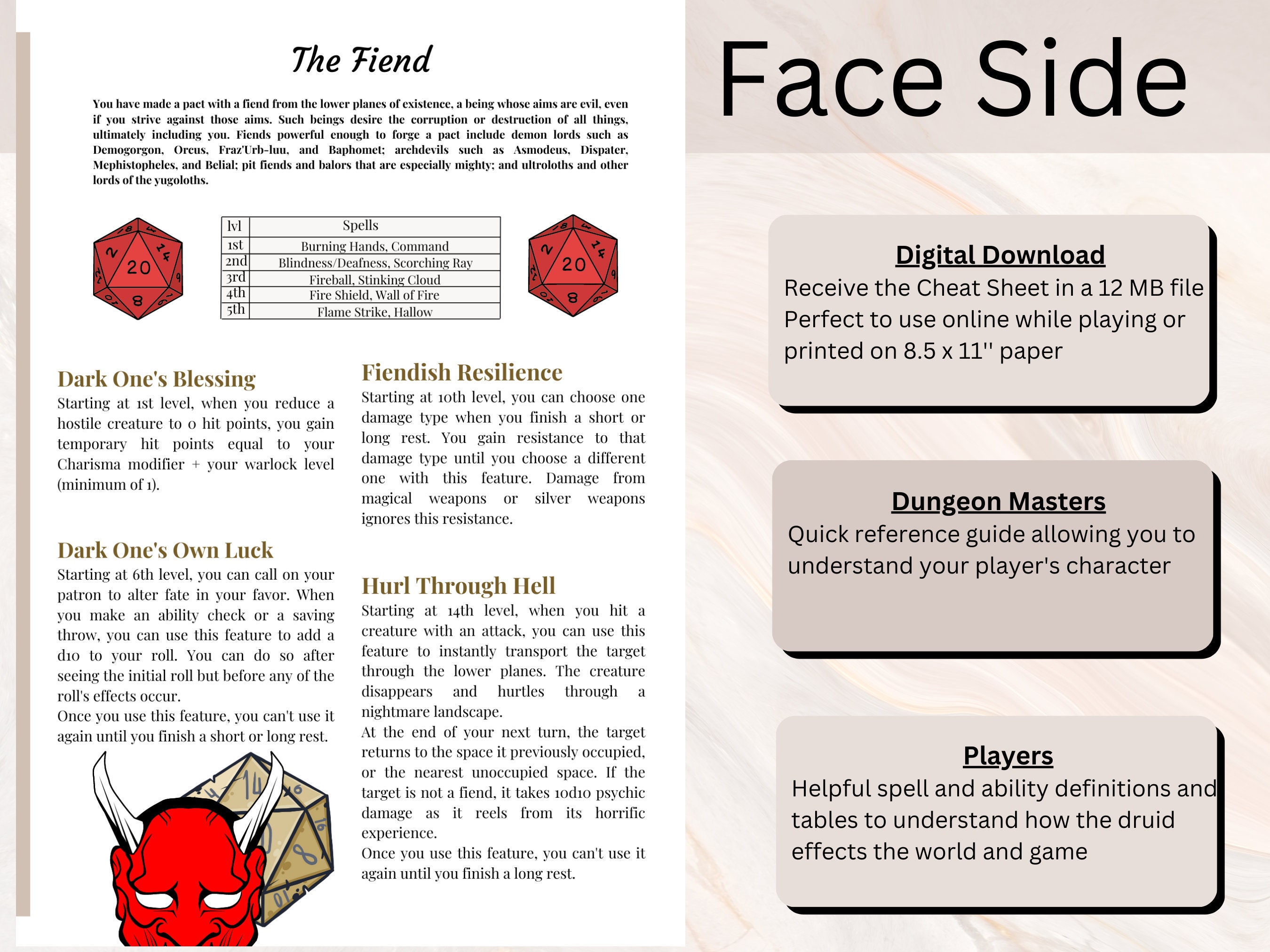 Warlock Cheat Sheet Warlock Quick Reference Guide Dnd - Etsy UK