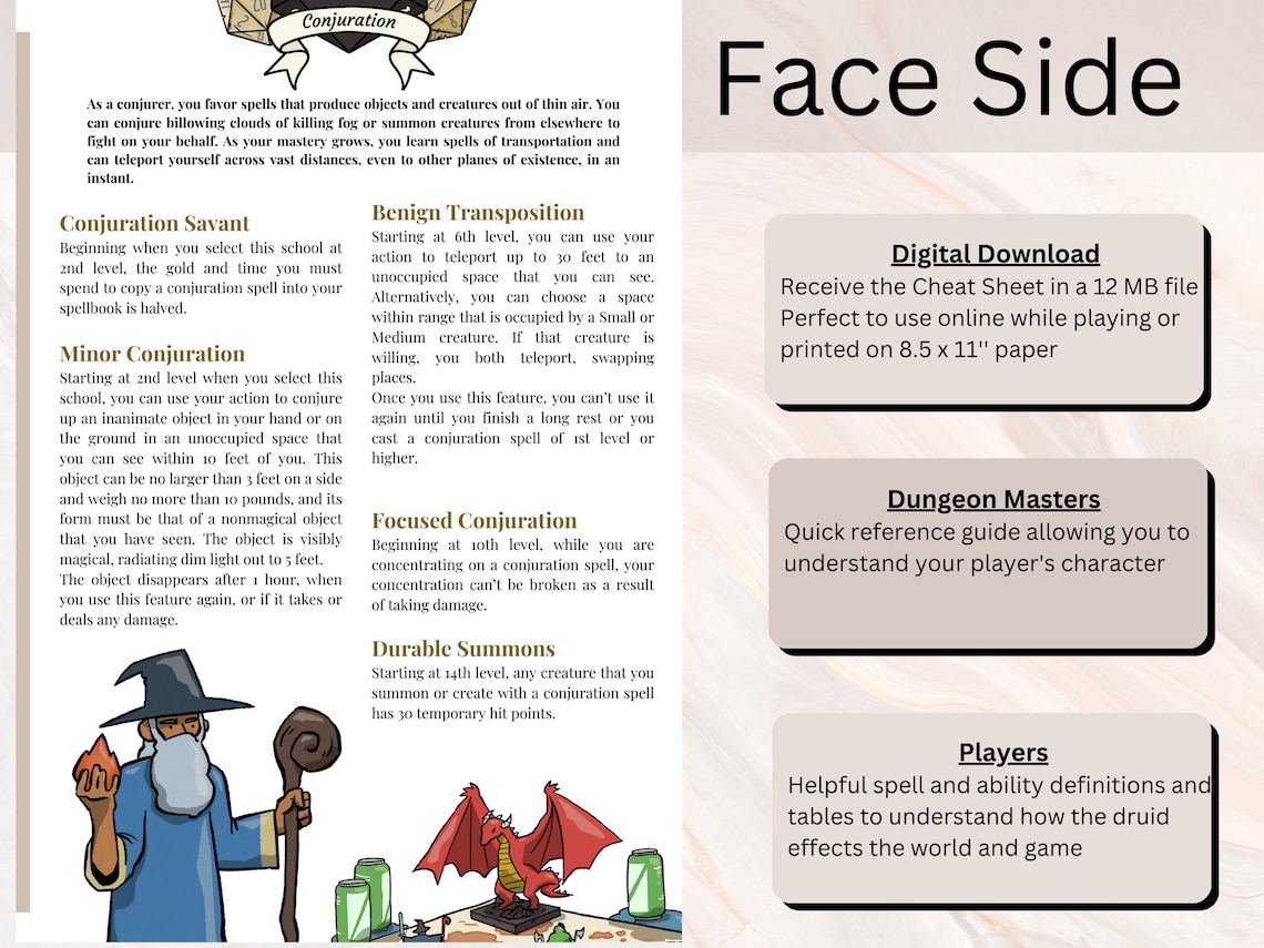 Wizard Cheat Sheet Wizard Quick Reference Guide Dnd Cheat Sheet Wizard ...