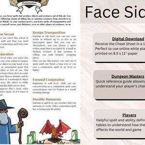 Wizard Cheat Sheet | Wizard Quick Reference Guide | Dnd Cheat Sheet ...