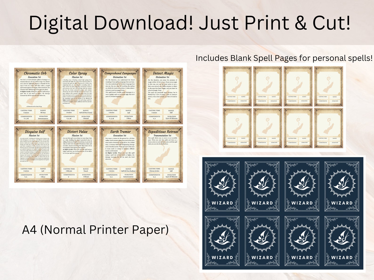 Wizard Dnd Spell Cards Dnd Spellbook Dnd Spellbook Cards - Etsy