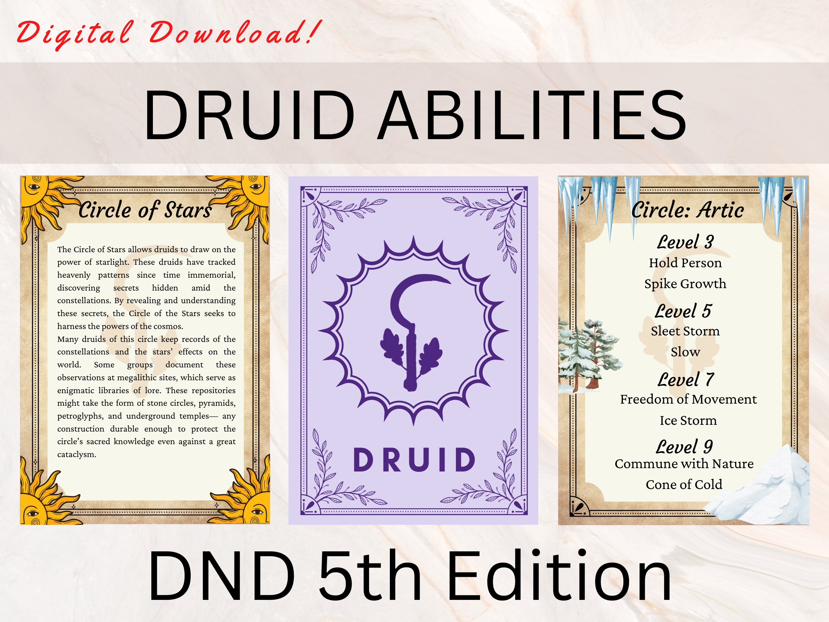 Druid Ability Cards Dnd Ability Cards D&D Druid Dnd - Etsy