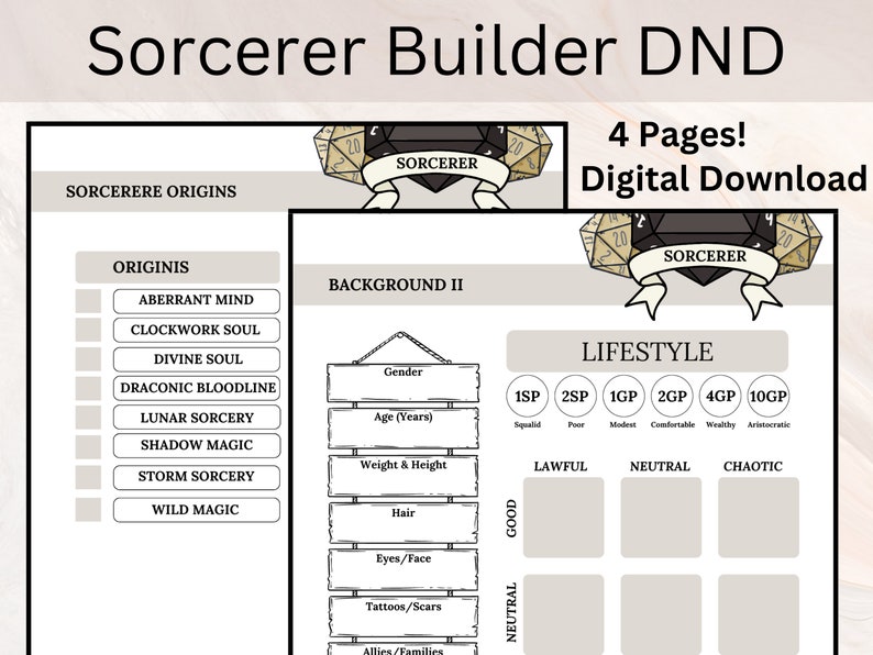 Build a Sorcerer Sorcerer Builder Sorcerer Guide Dnd - Etsy