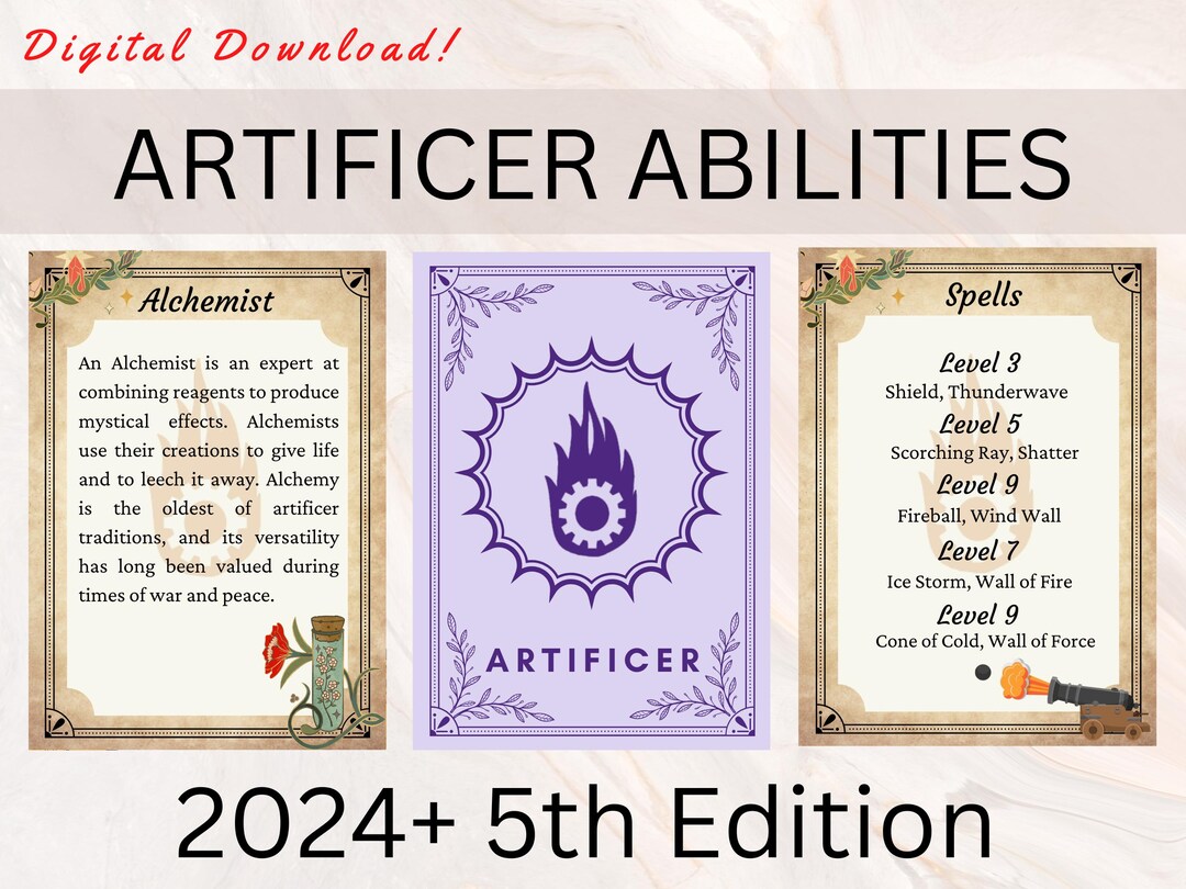 Artificer Ability Cards | 2024 5e | Dnd Ability Cards | Dnd Artificer ...