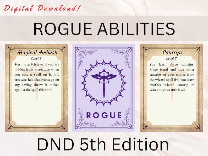 Rogue Ability Cards Dnd Ability Cards D&D Rogue Dnd - Etsy