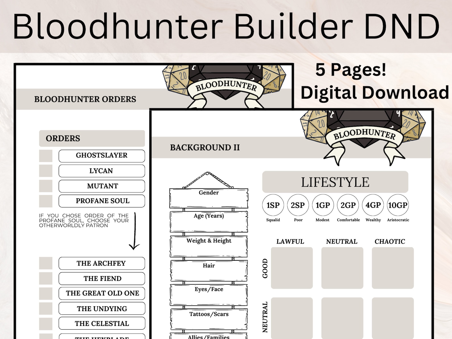 BLOOD HUNTER BUNDLE | Dnd Bloodhunter Pack | Blood Hunter Spells ...