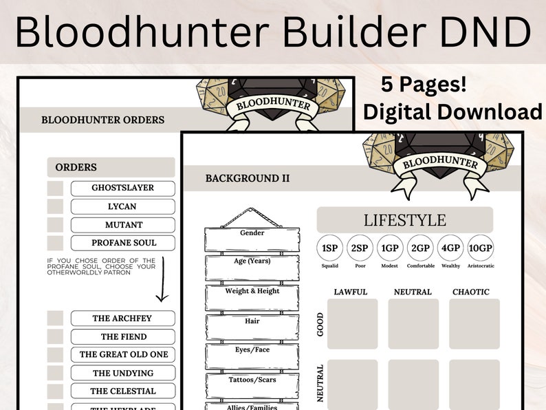 BLOOD HUNTER BUNDLE | Dnd Bloodhunter Pack | Blood Hunter Spells ...