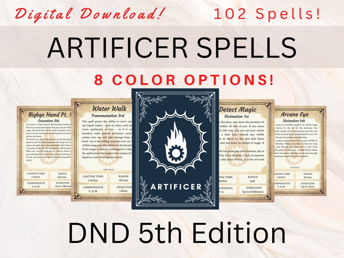 Artificer Dnd Spell Cards Dnd Spellbook Dnd Spellbook - Etsy Artificer Dnd Spell Cards Dnd Spellbook Dnd Spellbook - Etsy