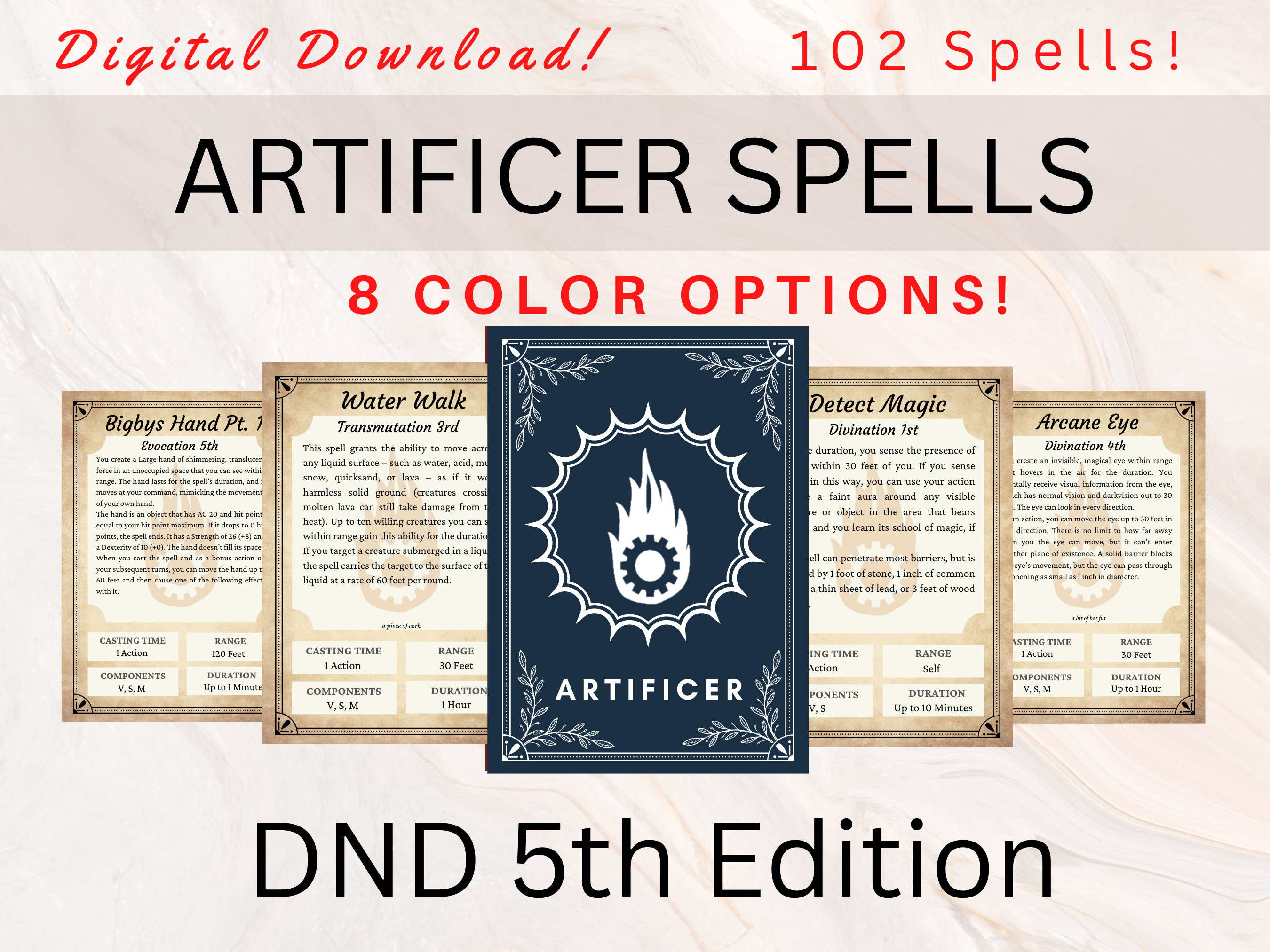 Artificer Dnd Spell Cards | Dnd Spellbook | Dnd Spellbook Cards | Dnd Player Accessory ...