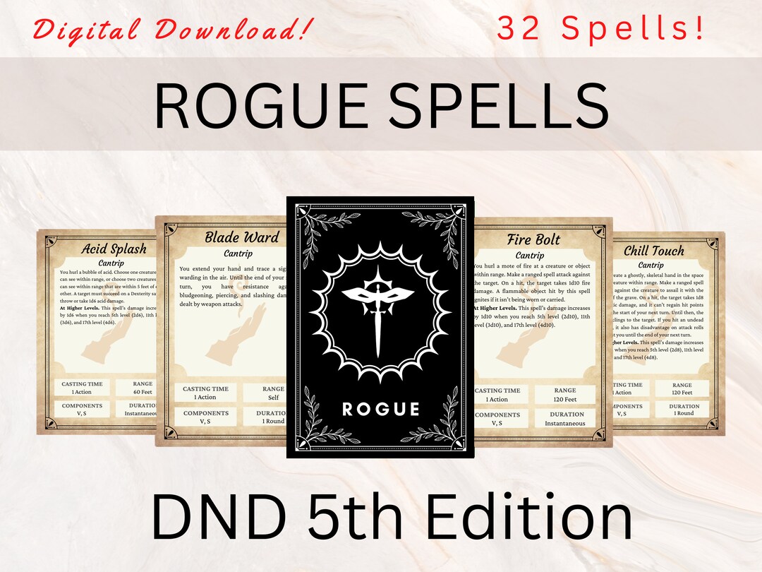 Rogue Dnd Spell Cards | Dnd Spellbook | Dnd Spellbook Cards | Rogue Dnd ...