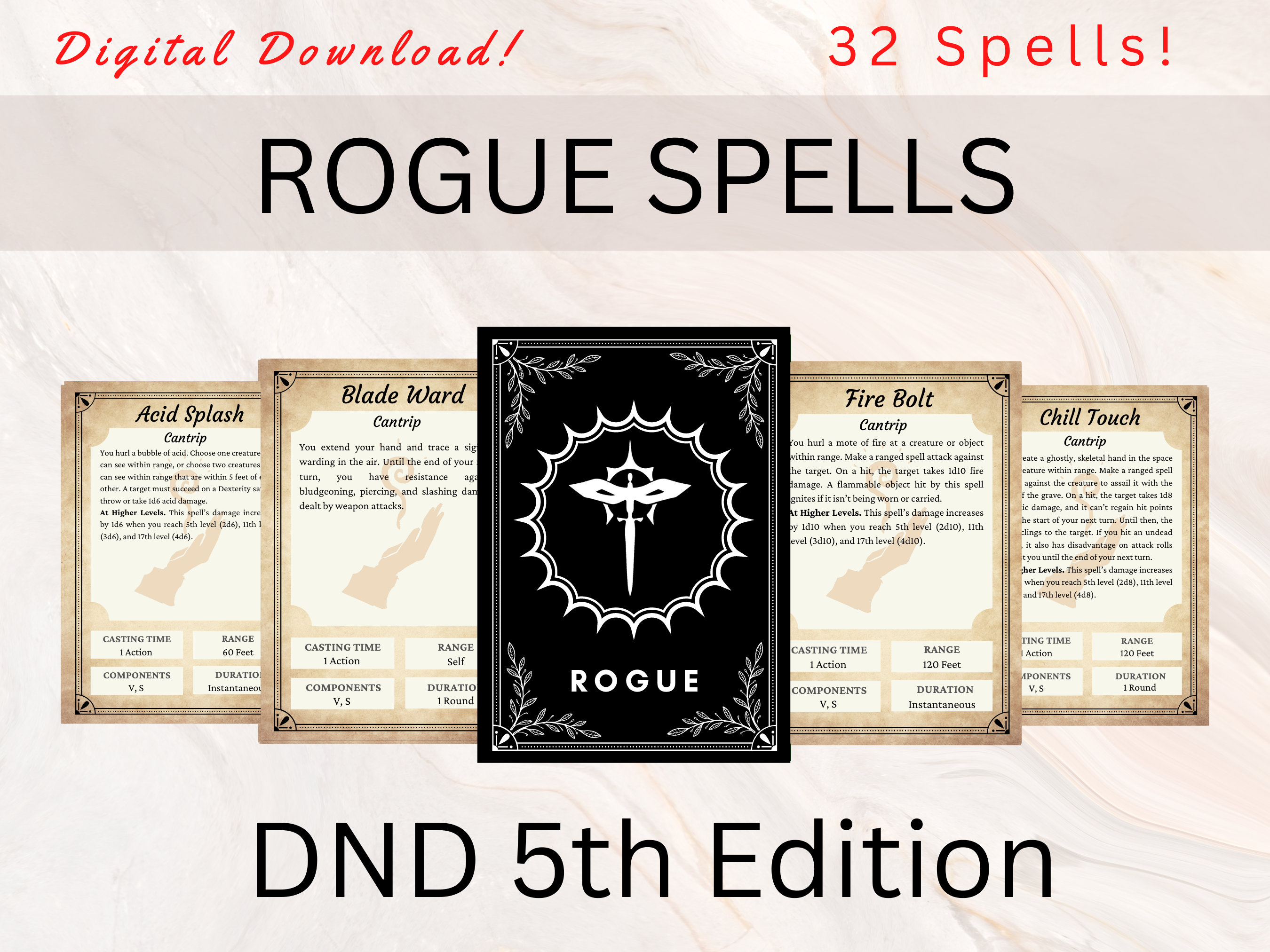Rogue Dnd Spell Cards Dnd Spellbook Dnd Spellbook Cards - Etsy