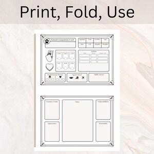 Animal Companion Card | Character Sheet | Animal Character Sheet | Dnd ...