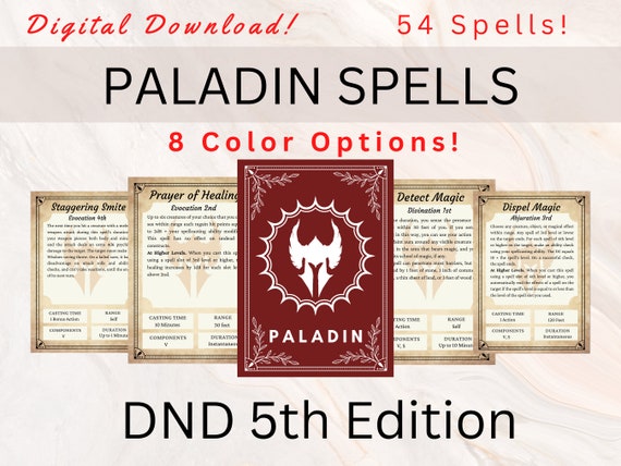 Paladin Dnd Spell Cards Dnd Spellbook Dnd Spellbook Cards - Etsy