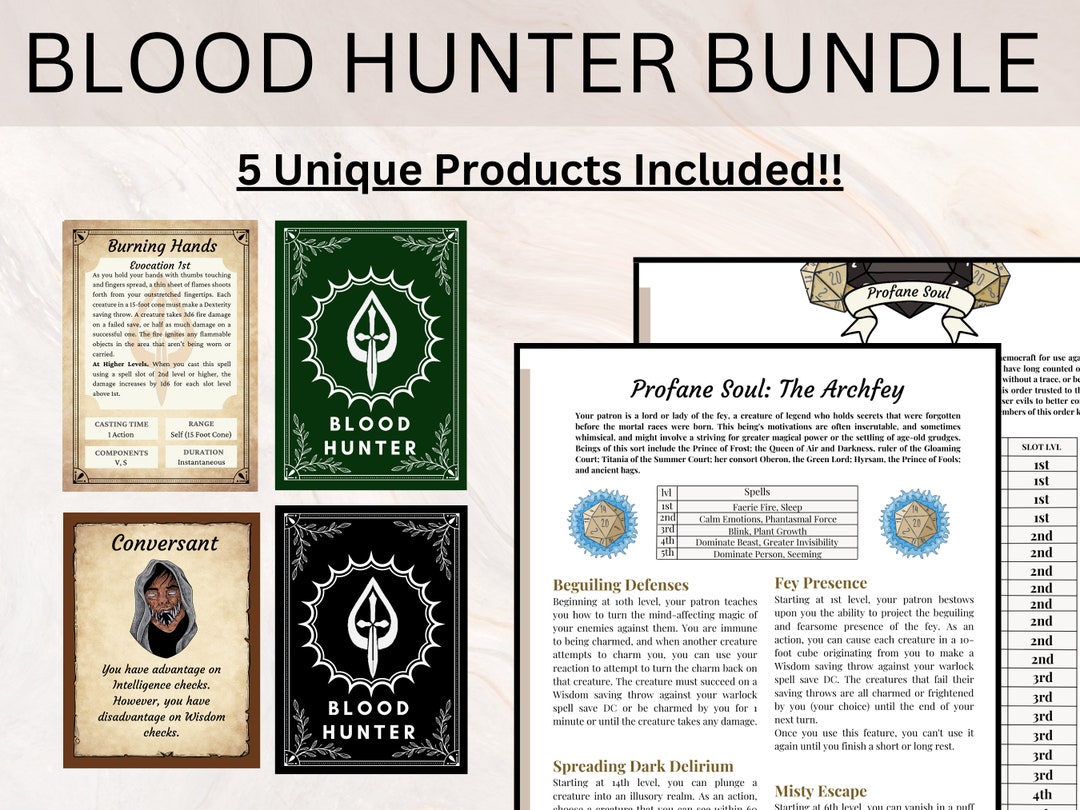BLOOD HUNTER BUNDLE | Dnd Bloodhunter Pack | Blood Hunter Spells ...