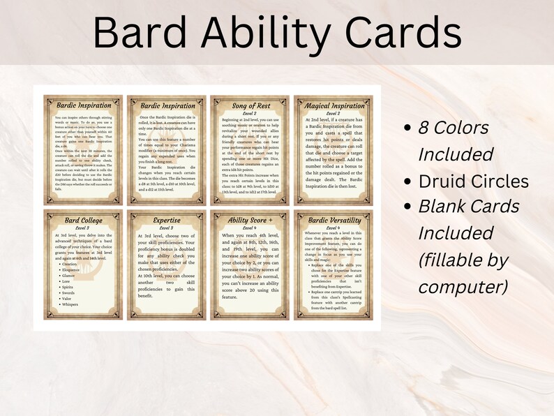 BARD BUNDLE | Dnd Bard Pack | Bard Spell Cards | Bard Instruments ...