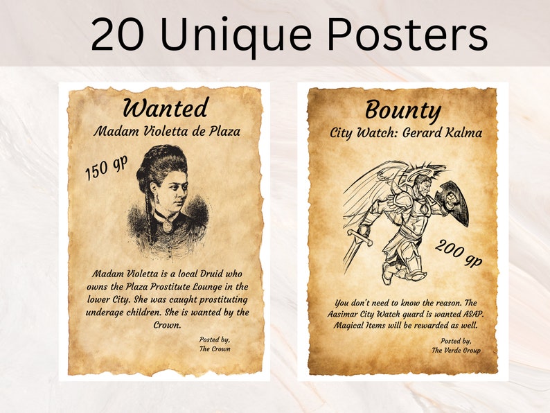 Dnd Bounty Posters Kingdoms & Cities Dnd Poster Dnd - Etsy