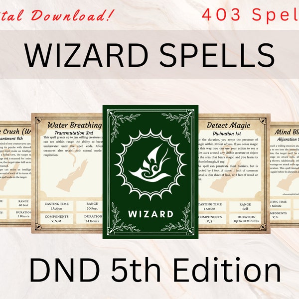 Wizard Spells Dnd Cards - Etsy