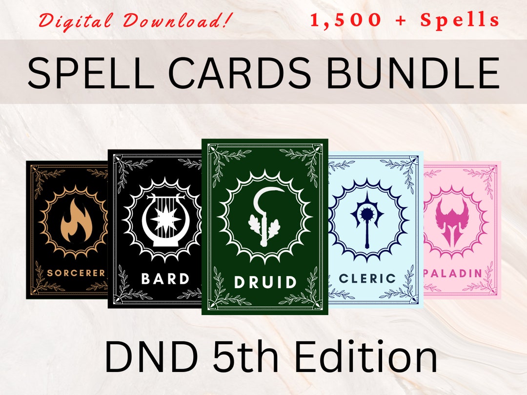 Dnd Spell Cards for Every Class | Dnd Spellbook Bundle | Dnd Spells ...