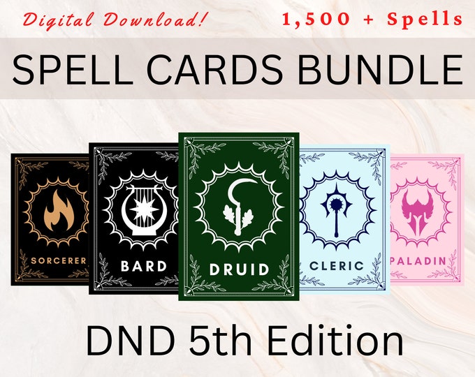 Dnd Spell Cards for Every Class | Dnd Spellbook Bundle | Dnd Spells ...