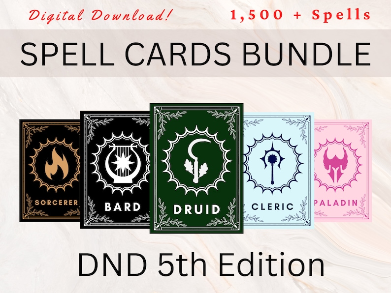 Dnd Spell Cards for Every Class Dnd Spellbook Bundle Dnd - Etsy