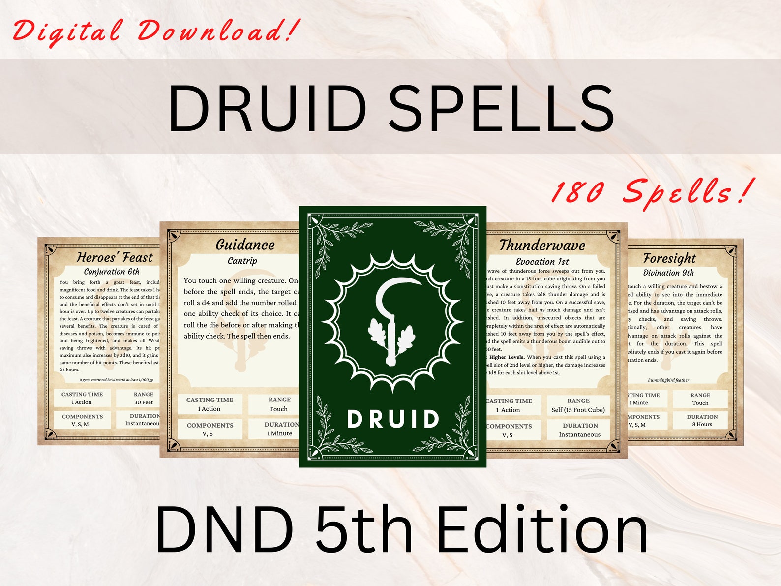 Druid Dnd Spell Cards Dnd Spellbook Dnd Spellbook Cards - Etsy